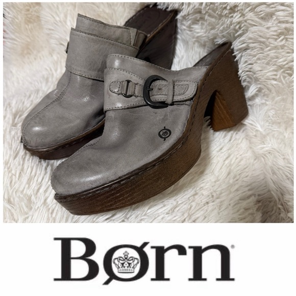 Born | Shoes | Born Stylish Gray Leather Mule Clogs | Poshmark